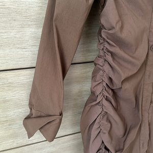 Zara | Dresses | Zara Brown Long Sleeve Ruched Dress | Poshmark